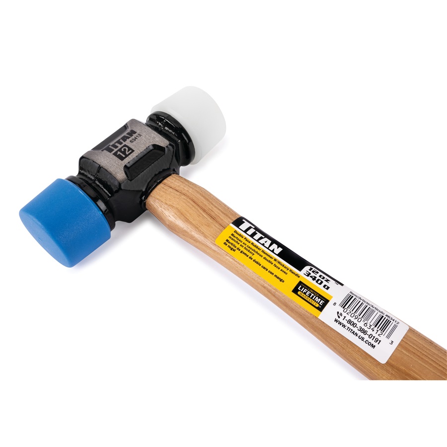 Titan™ Double-Faced Rubber Mallet with Hickory Wood Handle, 12oz - TP ...