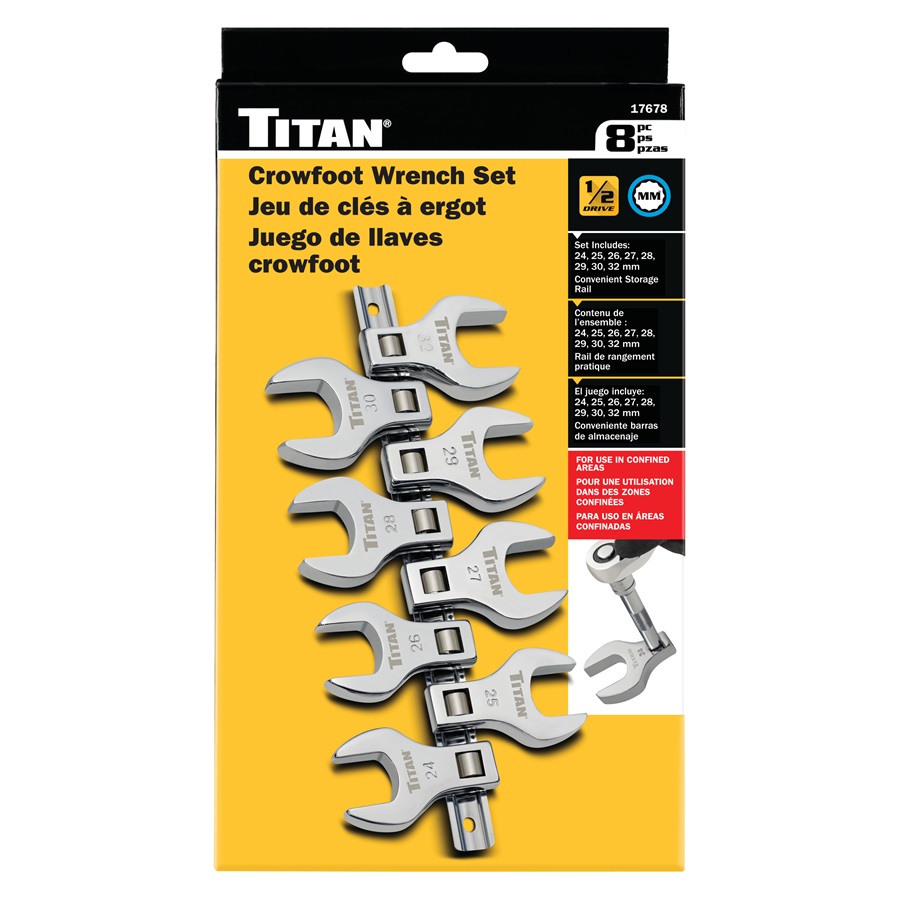 Titan™ 1/2" Drive Metric Jumbo Crowfoot Wrench Set - TP Tools & Equipment