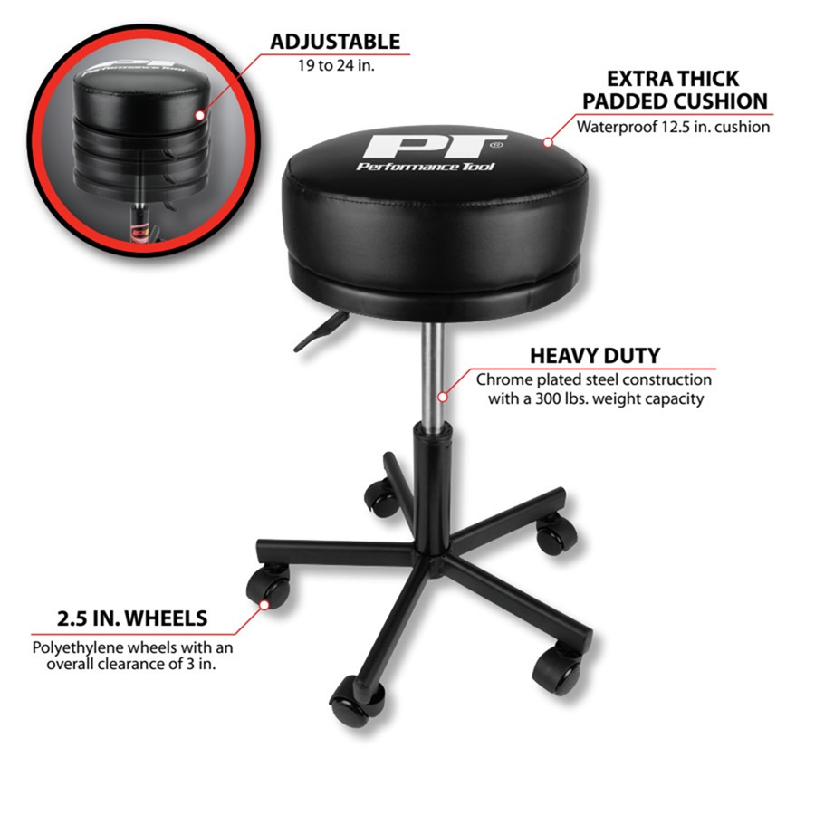Pneumatic Rolling Shop Stool - TP Tools & Equipment