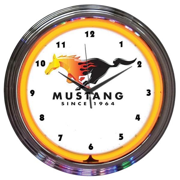 Ford Mustang Since 1964 Orange Neon Wall Clock - TP Tools & Equipment