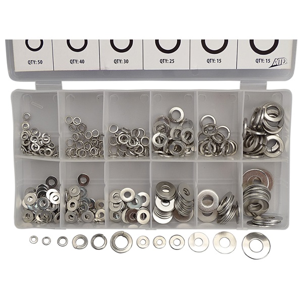 350-Pc Stainless Lock & Flat Washer Assortment - TP Tools & Equipment